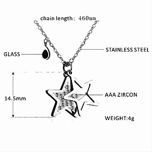 MOXIE ACCESSORIES Stainless Steel Dainty Stars and Teardrop Charm Necklace Pendant