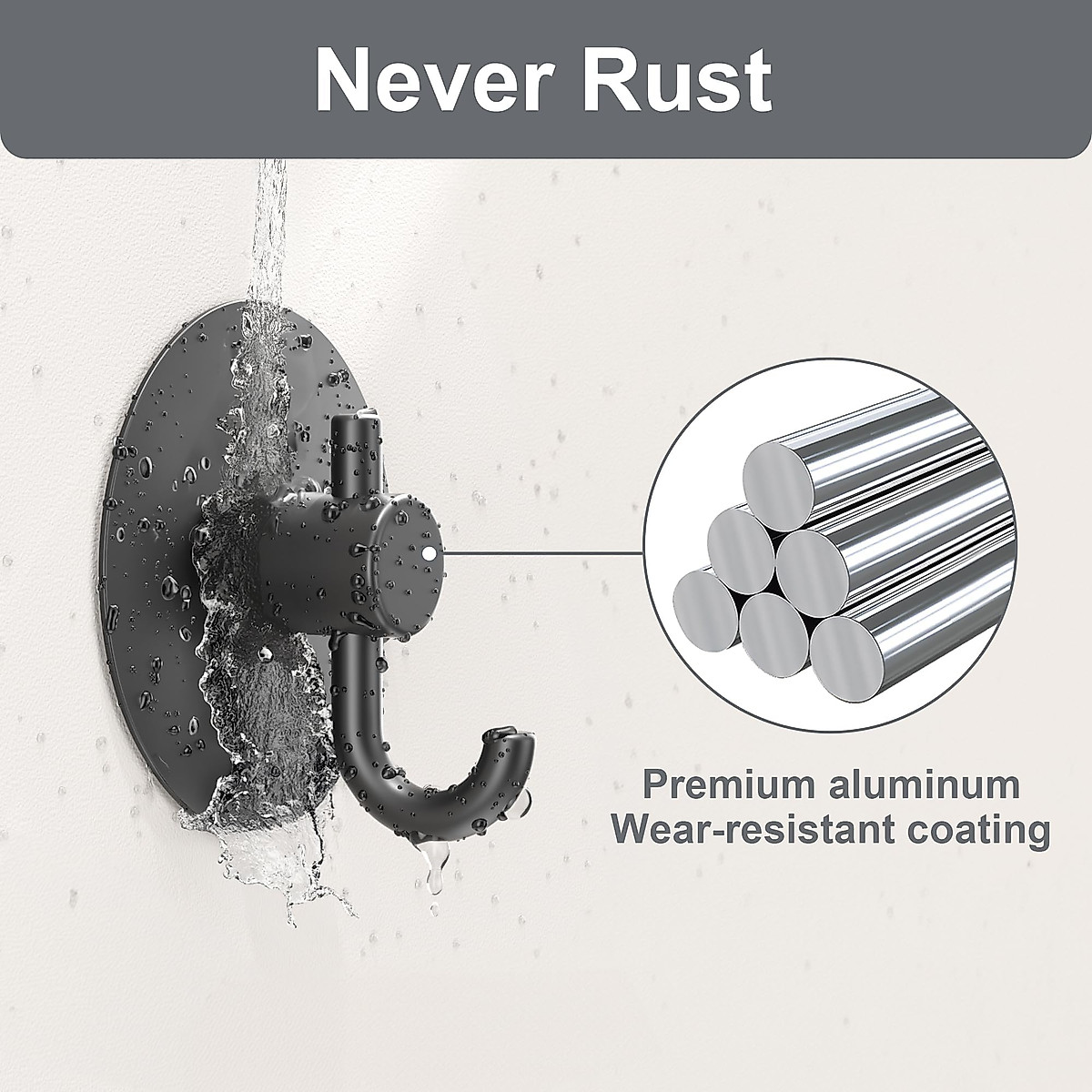 jockcaras Adhesive Towel Hooks for Bathroom Wall: 4 Pack Sticky Hook Heavy Duty Coat Hanger, Sticking No Damage, Black