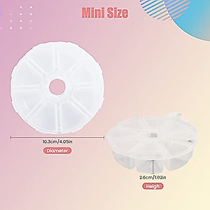 ZIIVARD 5 Pieces 8 Grid Round Clear Plastic Storage Organizer Divider Jewelry Beads Display Box Fishing Box Pill Case