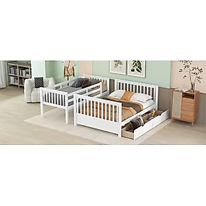 Twin-Over-Full Bunk Bed with Ladders and Two Storage Drawers