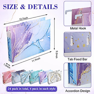 Qeeenar 24 Pcs Marble Desgin Decorative Hanging File Folder with 1/5 Cut Adjustable Tabs, Letter Size Gold Design File Folder Cabinet Inserts Organizer for Office School and Home