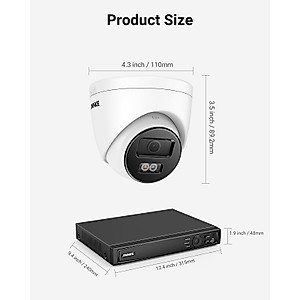ANNKE 16CH 4K PoE Security Camera System, 12MP H.265+ NVR with 4TB HDD and 8X 4K/8MP IP Wired Cams, AI Human Vehicle Detection, Spotlight Color Night Vision, Built-in Mic, Compatible with Alexa