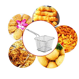 8Pcs Fry Basket, Mini Stainless Steel Chips Deep Fry Baskets with Handle French Fries Cooking Tool Food Presentation Strainer for Cooking, Boiling, or Deep Frying Foods (4.1 * 3.3 * 2.6inch)