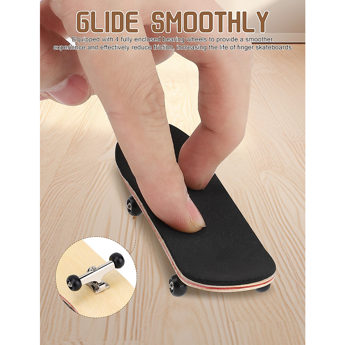 Yosoo Health Gear Finger Skateboards, Finger Board, Tool Kit, 1Pc Maple Wooden Alloy Fingerboard Finger Skateboards with Box Reduce Pressure Kids Gifts