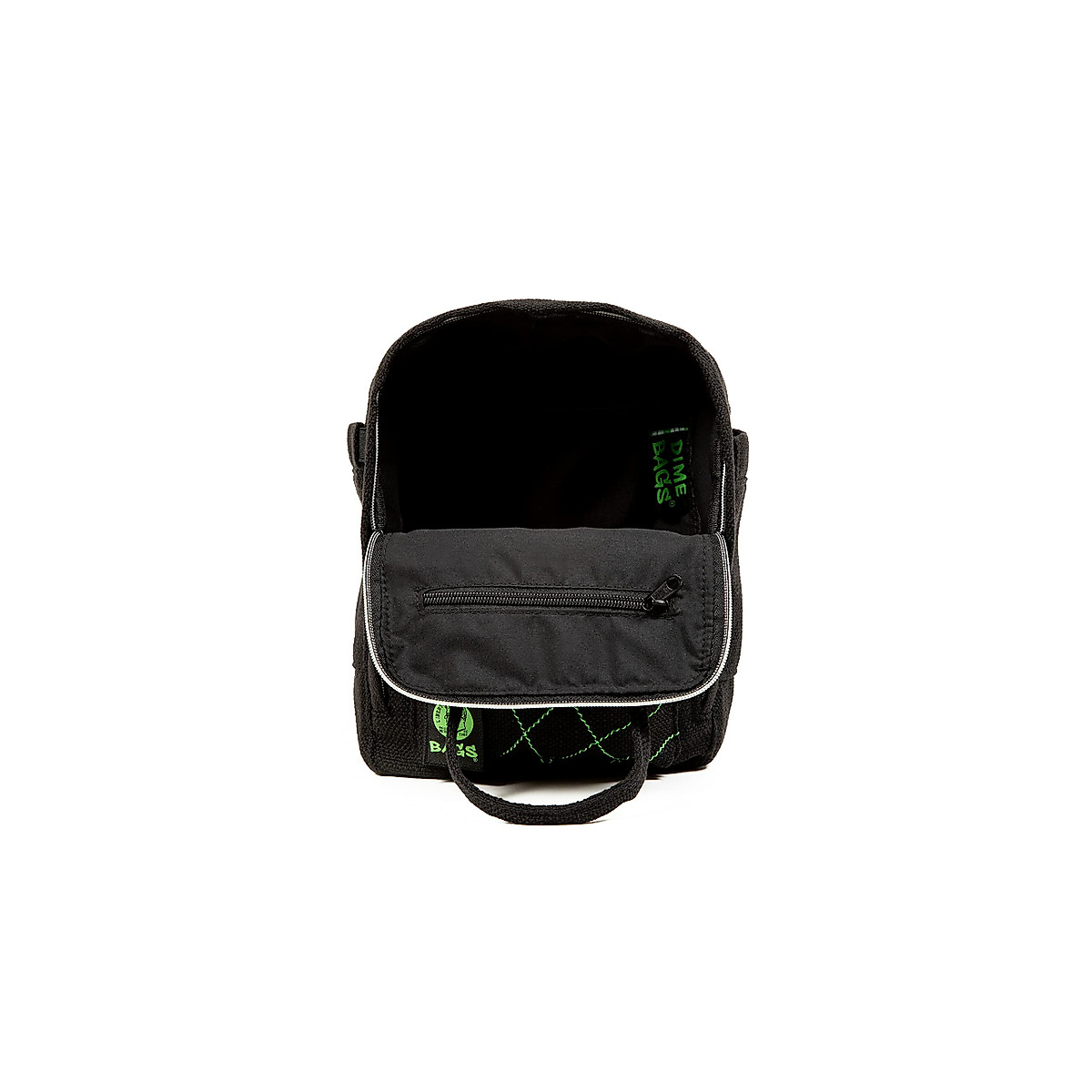 DIME BAGS Hot Box Mini Backpack | Multi Pocket Small Backpack made of Premium Hemp and Recycled Materials | School Backpack or Travel Bag (Black)