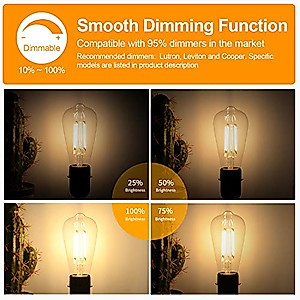 12Packs Vintage LED Edison Bulbs, 60W Equivalent 7W, 800Lumens, Dimmable ST64 Antique LED Filament, Soft Warm White 2700K, E26 Medium Base Light Bulbs High Brightness Clear Glass for Bedroom Office