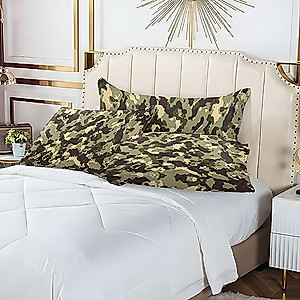 Camo Pillow Cases King Size Breathable Skin-Friendly Velvet Pillow Covers Soft Cozy Pillowcase for Bed Bedroom Sofa Couch Home Decor