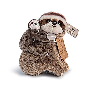 DEMDACO Momma Sloth and Baby Brown and Tan 10 Inch Polyester Soft Plush Stuffed Animal