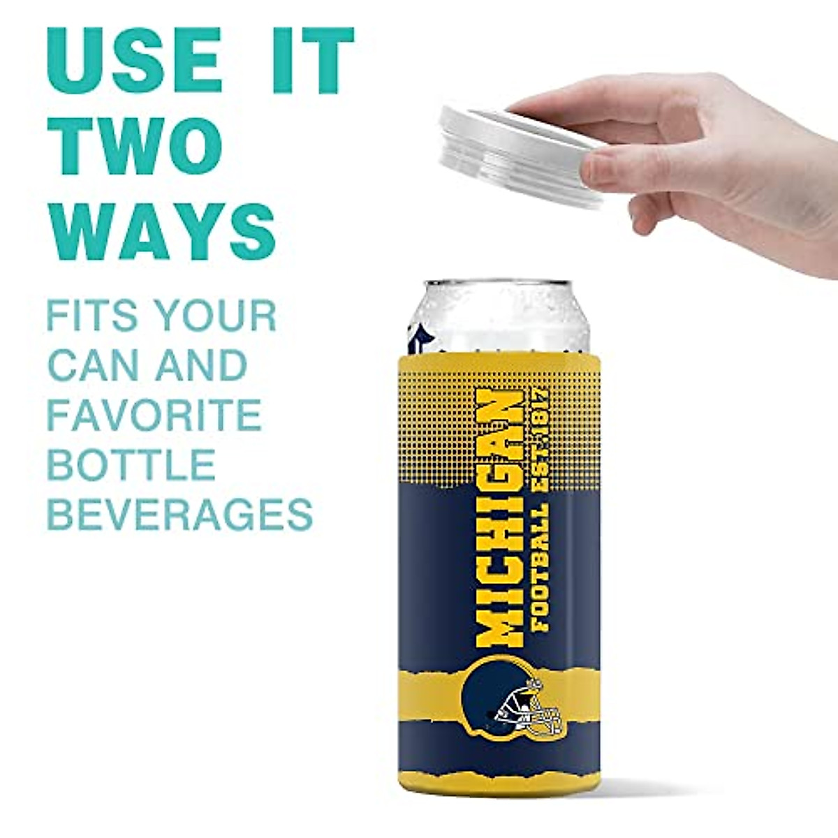 Michigan Slim Can Cooler Double Walled Insulated Stainless Steel Vacuum Beverage Can Cooler Insulator for 12oz Slim Beer, Soda, and More