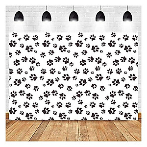 Cartoons Puppy Dog Paw Theme Photography Backdrops Kids Boys Birthday Party Banner Photo Background Newborn Baby Shower Candy Cake Table Decor Photobooth Props 5x3ft Vinyl