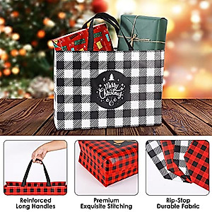 YANGTE 8 Pack Extra Large Christmas Gift Bags, Reusable Tote Bags with Handle Non-Woven Christmas Grocery Shopping Totes for Holiday Xmas, 16.9 * 12.6 * 6.8"