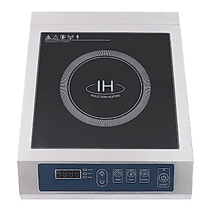 Large Commercial Induction Cooktop, 1800W Portable Countertop Burner, Professional Single Induction Cooker For Pro Chef, Stainless Steel Housing, 13 Temp Levels, Timer Preset, Auto-Shut-Off