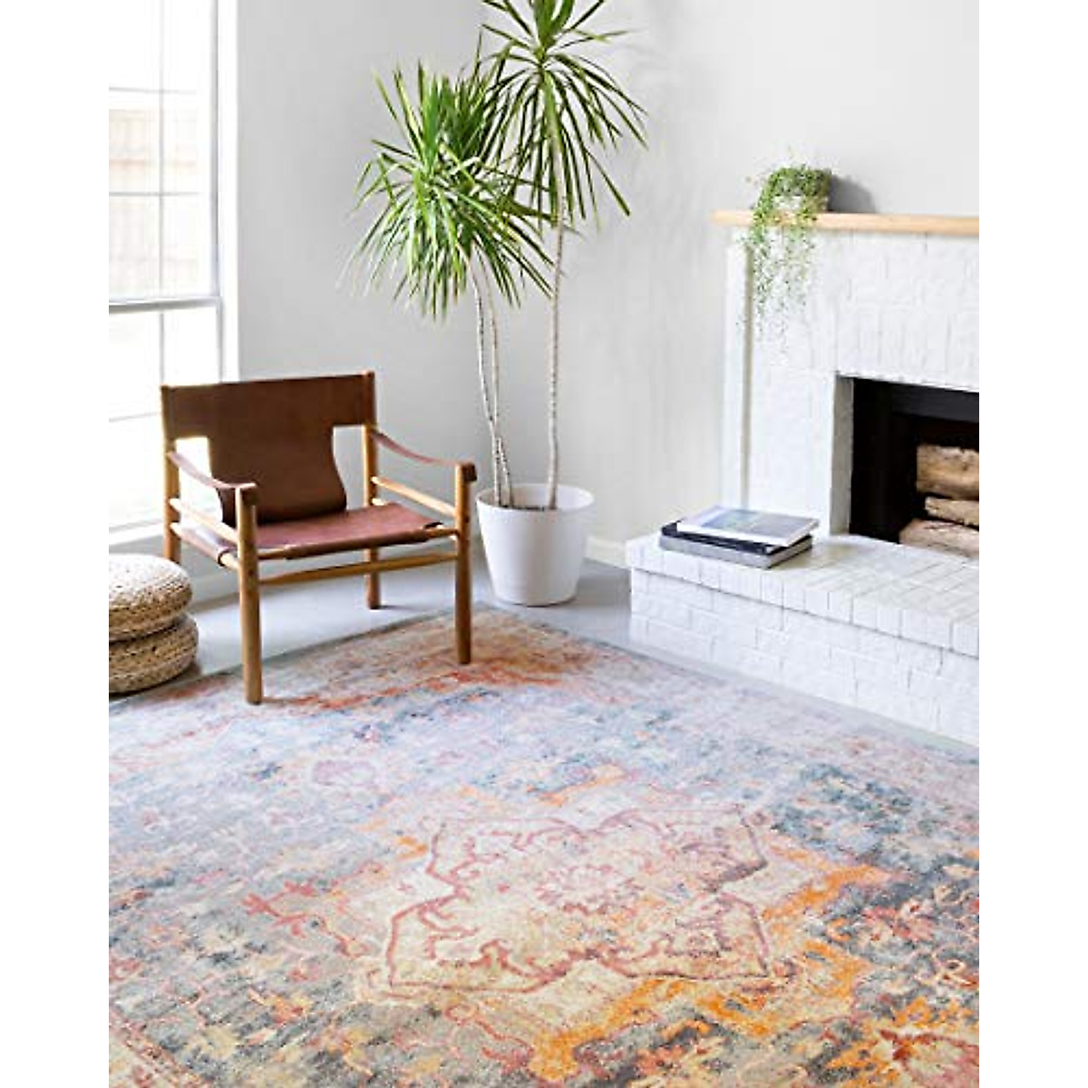 Loloi CLARA Area Rug, 5'-3" x 7'-7", Sunset/Ivory