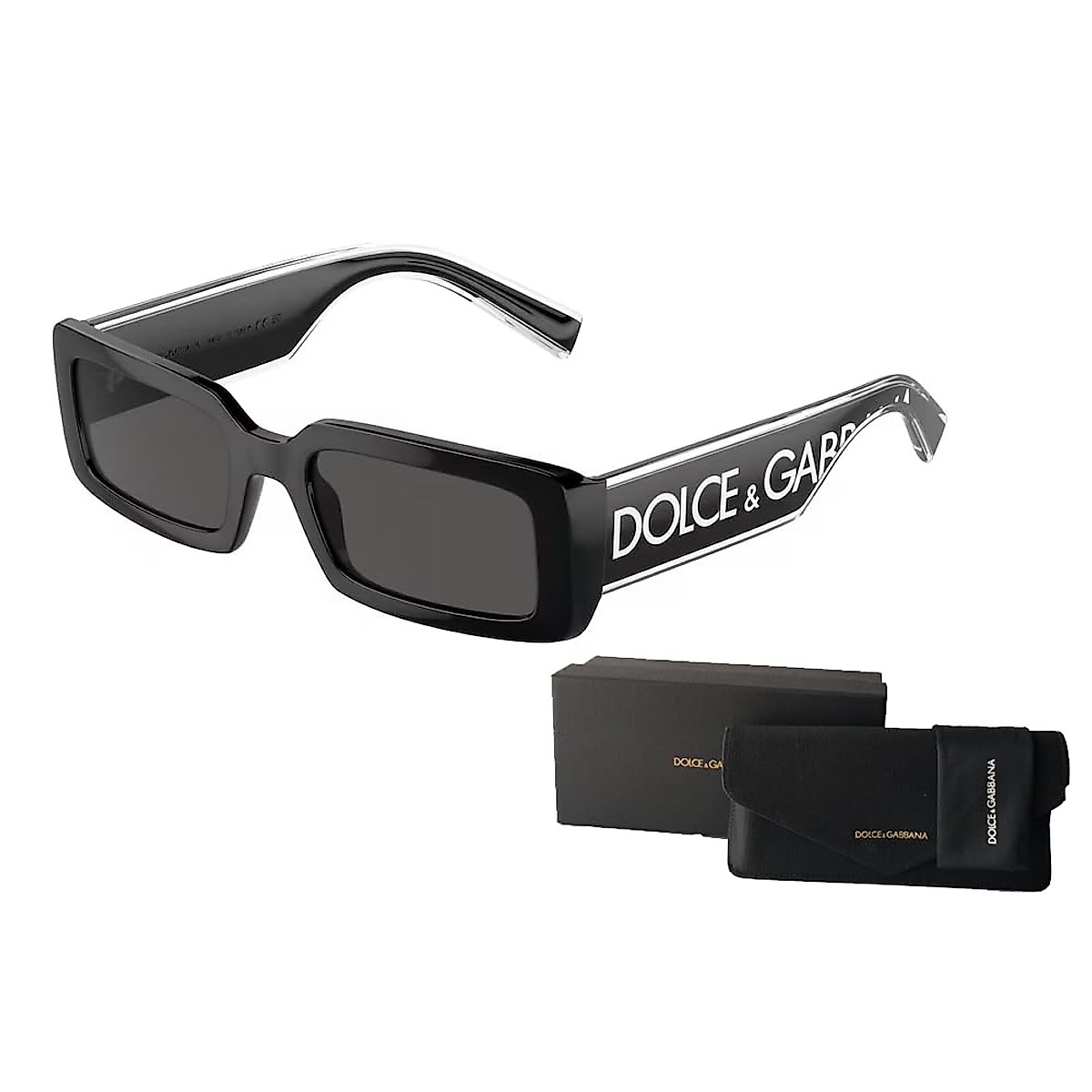 Dolce & Gabbana DG6187 501/87 53MM Black/Dark Grey Rectangular Sunglasses for Women + BUNDLE With Designer iWear Eyewear Kit
