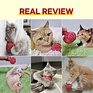 JAYU PET Red Cat Ball - Catnip Inside Cat Toy, Handmade Silvervine Ball Toys for Indoor Cats, Interactive Matatabi Cat Ball Toy, Cat Kitten Toys, Cat Balls (2.7 inch)