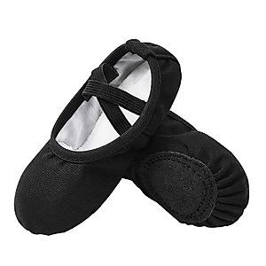 Stelle Canvas Ballet Shoes Toddler Girls Ballet Slippers No-Tie Boys Dance Shoes(Black,2MB)
