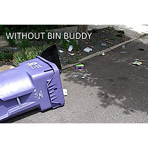 Bin Buddy - Garbage/Trash Can Strap Prevents Wind from Scattering Trash/Recycling - Automatically releases for Trash Truck - 2 pack