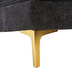 POULEII Sectional Sofa,Modern U-Shape Modular Sectional Sofa Sleeper Couch with Chenille Fabric and Gold-Plated Feet for Living Room, Apartment, Office,Black