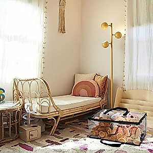 Fasmov 4 Pack Clear Clothes Storage Bag Organizer with Reinforced Handle, Closet Organizer Vinyl Bag for Bedding, Linen, Blankets, Duvet Covers, Comforters, Clothes & Toys