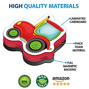 Little World Large Set of 24 Foam Fridge Magnets for Toddlers 1-3 - Refrigerator Magnets for Kids – Baby Magnets for Refrigerator 1 Year Old - Magnetic Vehicles for Toddlers 1-2 - Child Safe Magnets