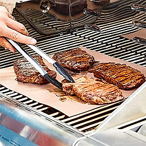 Copper Oven Liners 5 Set Removable Non Stick Oven Mats with Tong and Basting Brush, Easy Clean & Use for Electric,Gas,Microwave,Toaster Ovens Accessories