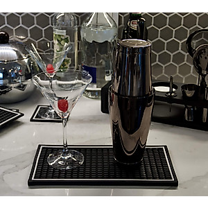 Highball & Chaser Bar Mat 12in x 6in. 1cm Thick Durable and Stylish Bar Mat for Spills, Service Mat for Coffee, Bars, Restaurants CounterTop Dish Drying Mat, Glass Drying Mat (1 Pack)
