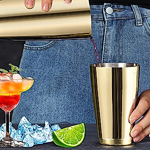 Stainless Steel Boston Shaker - 2-piece 18oz & 28oz Professional Bartender Cocktail Shaker Bartender Shaker Kit - CTSK0013 (Gold)