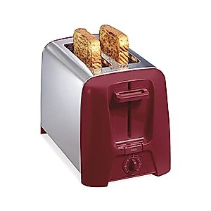 Hamilton Beach 2 Slice Toaster with Extra Wide Slots, Shade Selector, Auto-Shutoff, Cancel Button and Toast Boost, Red