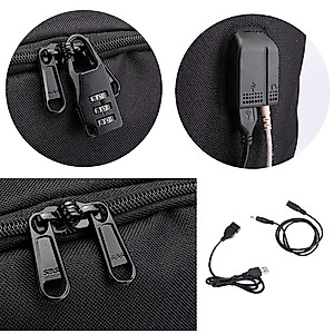 No Speak Backpack with USB Charging Port & Anti-theft Lock & Pencil Case,Unisex