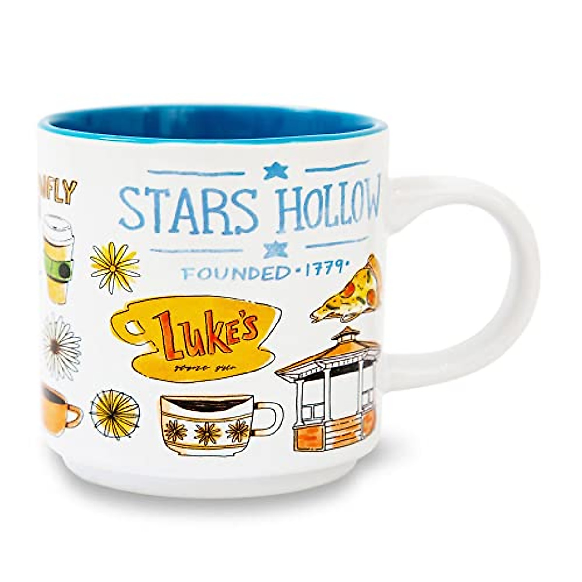 Gilmore Girls Stars Hollow Allover Icons Ceramic Stacking Mug | Large Coffee Cup For Espresso, Caffeine, Beverages, Home & Kitchen Essentials | Cute Gifts and Collectibles | Holds 13 Ounces
