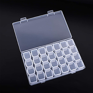 3 Pack 28 Grids Clear Plastic Organizer Box Plastic Jewelry Box Movable Dividers Earring Storage Containers Diamond Painting Storage Case for Cross Stitch Accessories, Nails, Sewing Supplies