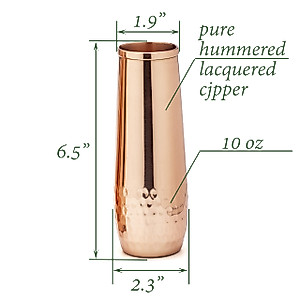 Copper flutes set of 4 - stemless shatterproof champagne flutes of solid copper - Moscow mule copper flute - 7th Copper Wedding