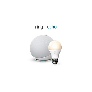All-new Echo (4th Gen) - Glacier White - bundle with Ring A19 Smart LED Bulb