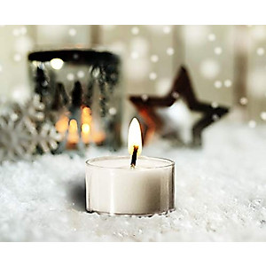 Ner Mitzvah Tea Light Candles - 100 Bulk Pack - White Unscented Tealight Candles in Clear Cup - Long Burning - 4.5 Hour