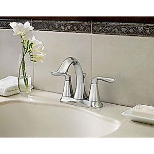 Moen Eva Chrome Two-Handle Centerset Bathroom Sink Faucet with Drain Assembly for 3-hole Installation Setups, 6410