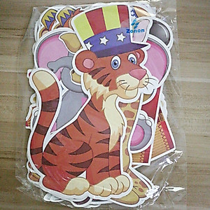 Zonon 24 Pieces Carnival Cutouts Party Supplies, Circus Theme Birthday Party Favors Circus Animals, Clown Performers Carnival Party Decoration