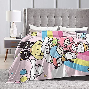 Pink Blanket Cute Flannel Plush Throw Blankets 50''x40''Ultra-Soft Comfortable Rainbow Cartoon with Indoor Outdoor Plush Air Conditioner Family Cars All Season Gift for Women Girls Friend