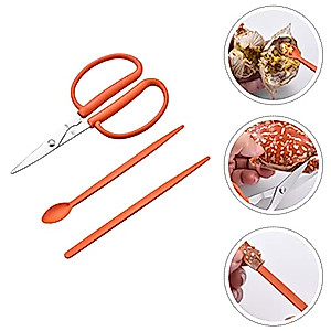 HEMOTON 5Pcs Set eat crab set lobster tools oyster shucking tools leg kit lobster crackers opener shrimp cleaning tool seafood spoon crab leg opener biscuit Stainless steel Sheller