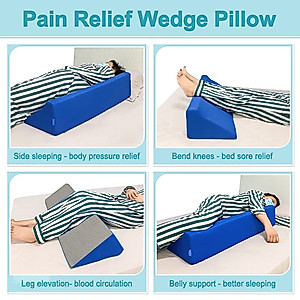 Wedge Pillow for Sleeping Bed Foam Body Positioning Wedges Adults Hospital Inclined Sleepers Cushion for Pressure Ulcer Bed Sores Treatment Turning Wedge Large Body Nursing Pillow 34"