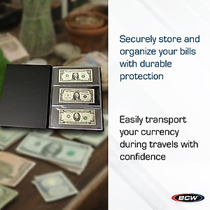 BCW Currency Portfolio - Compact Bill Organizer with 10 Sealed 3-Pocket Pages