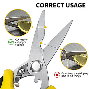 Heavy Duty Scissors, Industrial Scissors, 8-inch Multipurpose, Electrician Scissors -easy Cutting Cardboard And Recycle, Ergonomic Handle, Stainless Steel Shears. (8.2-inch scissors)