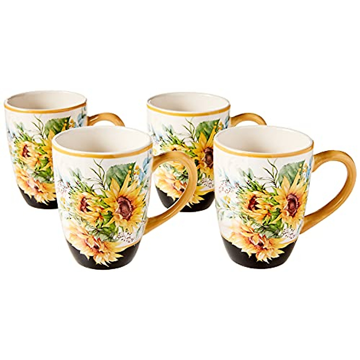 Certified International 28167SET4 Sunflower Fields 18 oz. Mugs, Set of 4, 18 ounce, Multi Colored