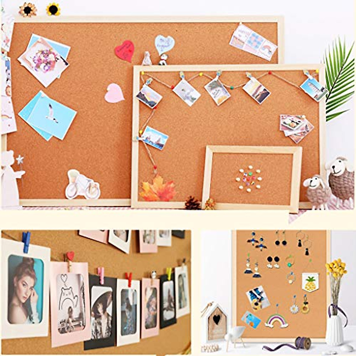 Cork Board Photo Wall, Home Pushpin Board, Message Board, Wall-Mounted Bulletin Board for Office or Classroom, Note Board