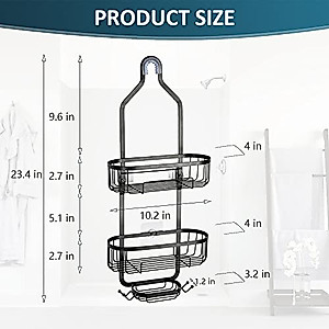 GAKEIHOO Hanging Shower Caddy, Non Drilling Shower Caddy Over Shower Head with Hooks for Razor and Sponge, Rustproof Shower Racks for Inside Shower for Bathroom & Shower Room(Black)
