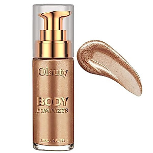 Liquid Illuminator, Firstfly Body Highlighter Makeup Smooth Shimmer Glow Liquid Foundation for Face & Body（#01 Rose Gold）