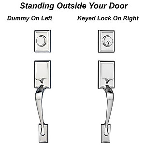 Dynasty Hardware RID-HER-405-15L Ridgecrest Front Door Dummy Handleset, Satin Nickel, with Heritage Lever, Left Hand