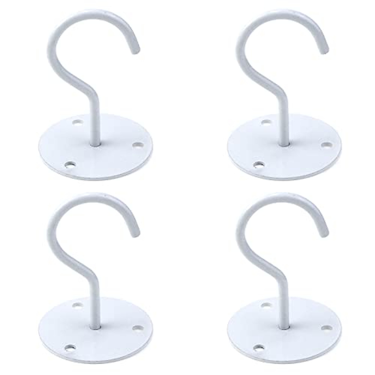 Pastlla 4Pcs Ceiling Hooks, Wall Mount Ceiling Metal Hooks Hanger Iron Bracket Hooks for Hanging Plants Flowerpots Lanterns Decoration Lights, for Indoor & Outdoor Use 2.17" (White)