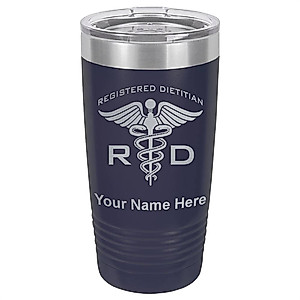 LaserGram 20oz Vacuum Insulated Tumbler Mug, RD Registered Dietitian, Personalized Engraving Included (Navy Blue)