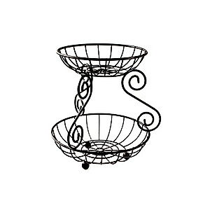 Spectrum Diversified Scroll 2-Tier Server for Serving Displaying and Storing Fruit Vegetables Produce and More, Black