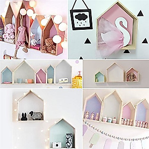 House Shape Wooden Wall Storage Shelf/Wooden House Shelves/Wood Wall Shelf/House Shaped Shelf Box,Set of 2 Wall Art Decoration Children's Room Decoration